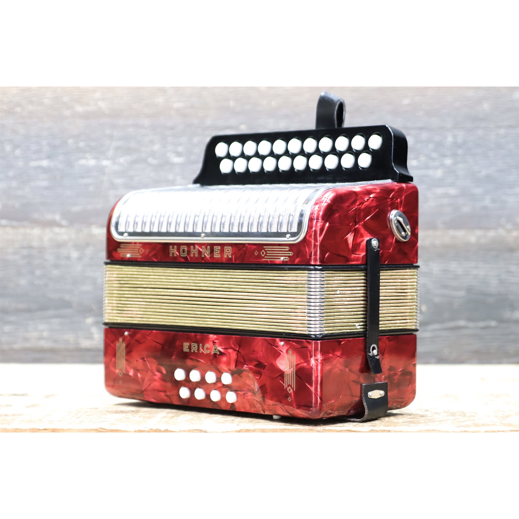 HOHNER ERICA 2-ROW 8-BASS 21-TREBLE BUTTON G-C RED ACCORDÉON DIATONIQUE ...