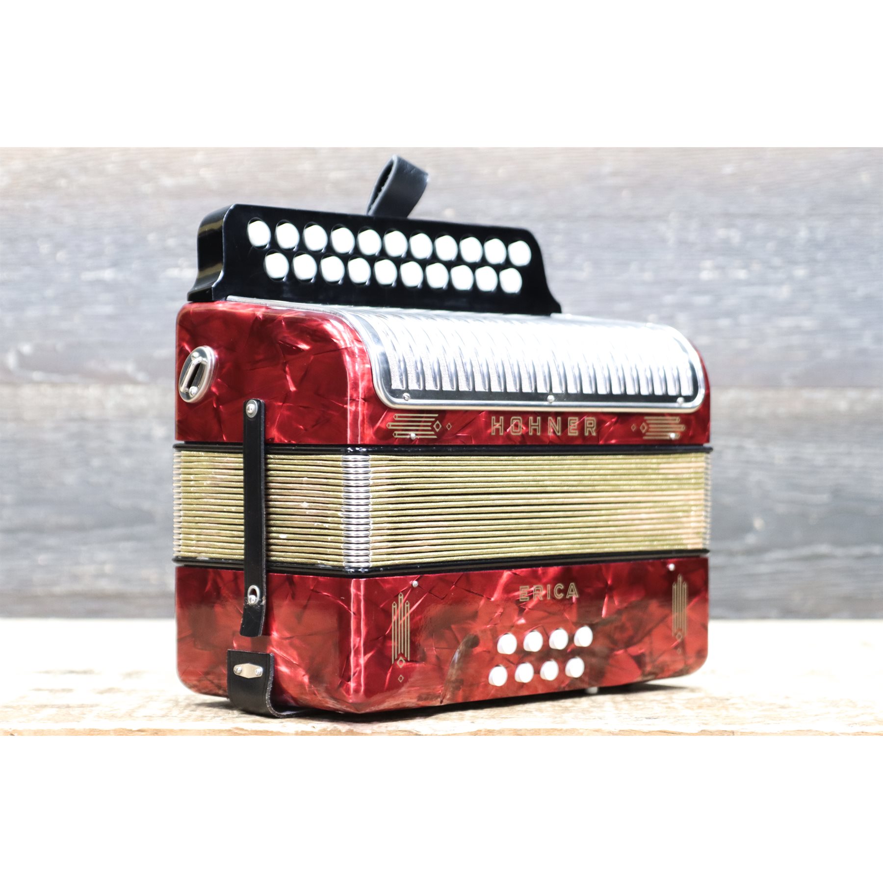 HOHNER ERICA 2-ROW 8-BASS 21-TREBLE BUTTON G-C RED ACCORDÉON DIATONIQUE ...