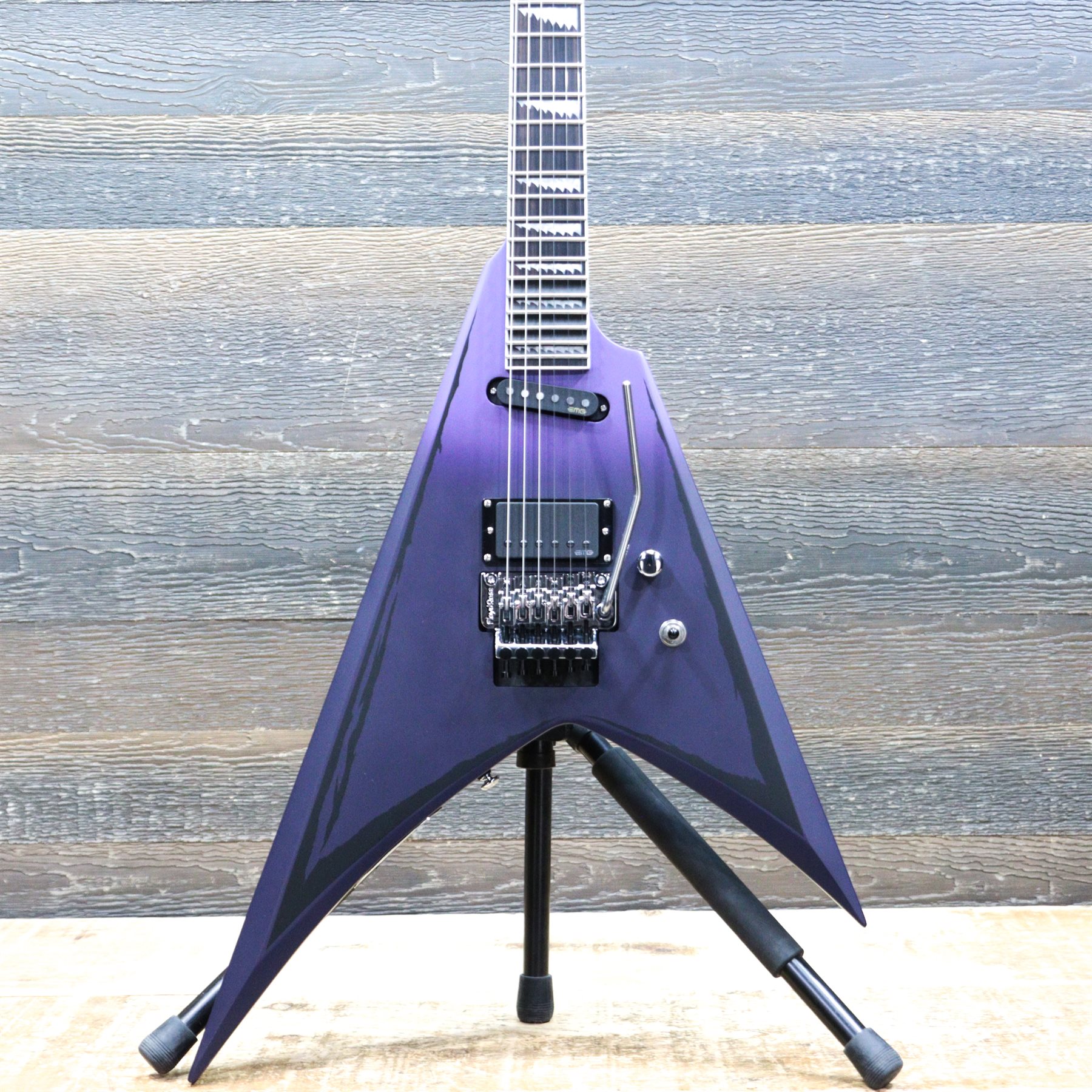 ESP LTD ALEXI RIPPED PURPLE FADE SATIN W/RIPPED PINSTRIPES ELECTRIC ...