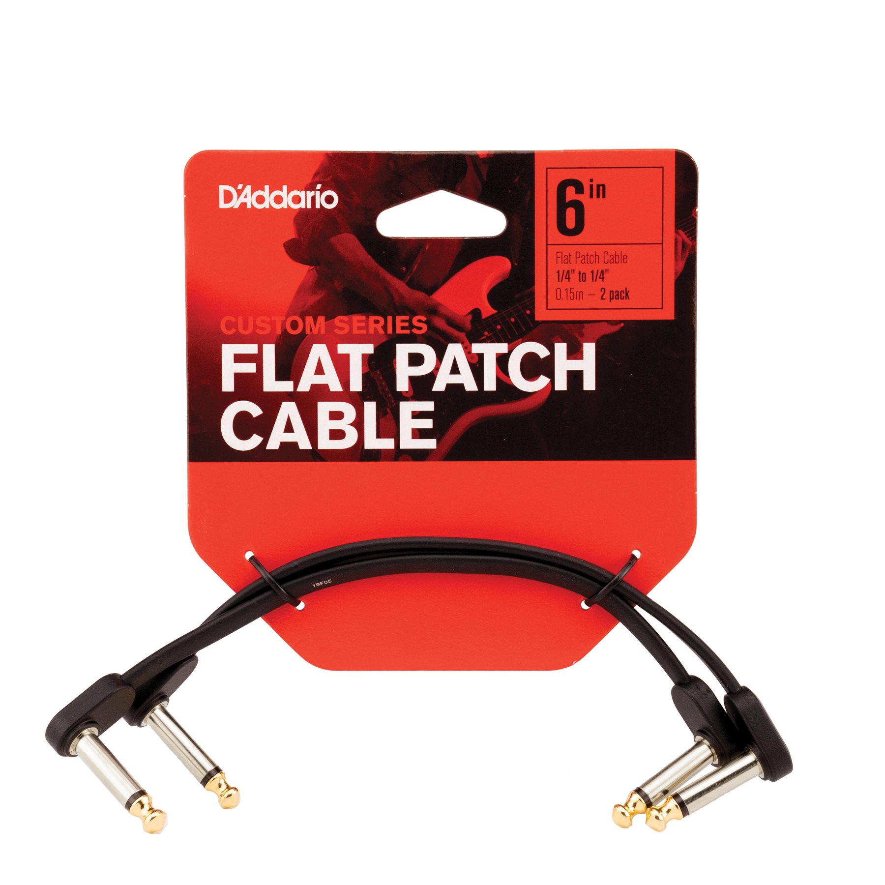 D'ADDARIO PW-FPRR-206 FLAT PATCH CABLES MATCHING RIGHT-ANGLE, 6 INCHES